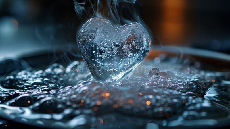 A Melting Ice Heart with Steam. Stock Photo - Image of valentine ...