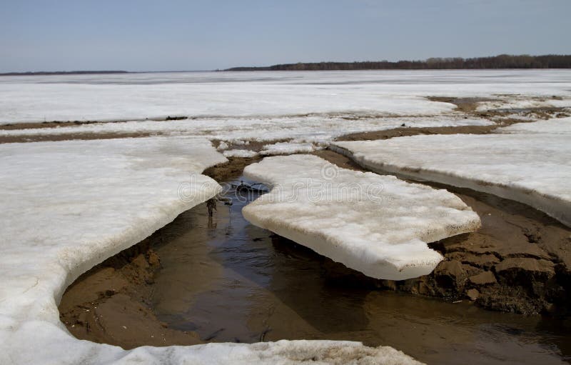 Melting ice on the river stock photo. Image of danger - 25082026