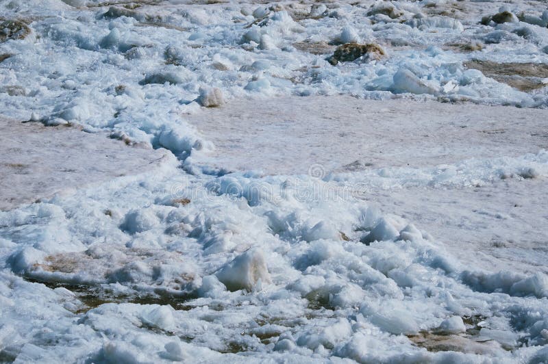 Ice Structure of River Hummocks in Spring. Selective Focus. Stock Photo ...