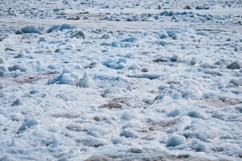Ice Structure of River Hummocks in Spring. Selective Focus. Stock Photo ...