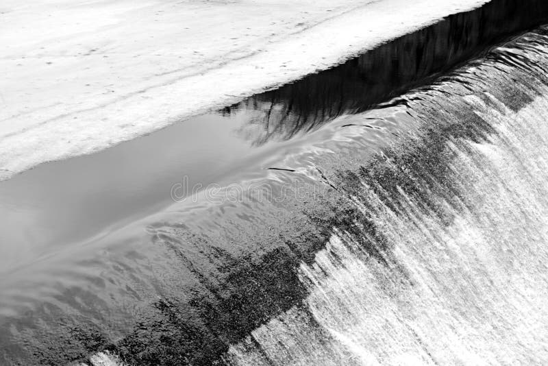 Melting Ice of the River with Stream of Falling Water Stock Image ...