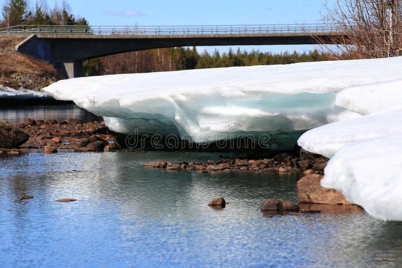 Melting Ice at Skellefte River in Northern Sweden Stock Photo - Image ...