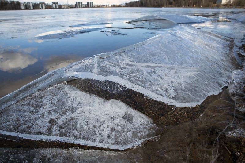Melting Ice Surface on Lake Finland Stock Photo - Image of nature ...