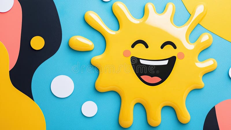 Surreal Melting Laughing Emoji in Vibrant Colors Surrounded by Abstract ...