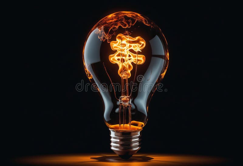 A Melting Light Bulb with a Fiery, Glowing Core Against a Dark ...