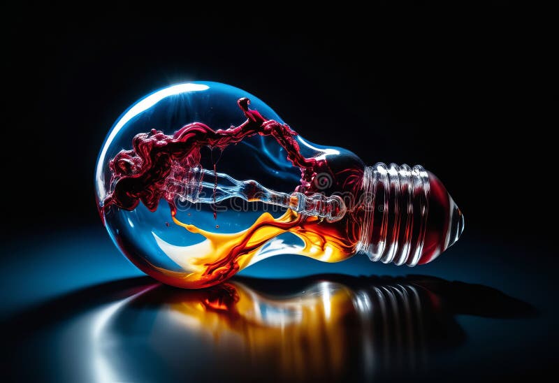 A Melting Light Bulb with a Fiery, Glowing Core Against a Dark ...