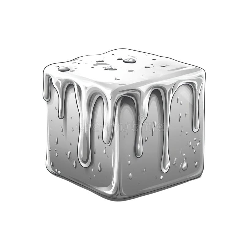 Melting Metallic Cube Dripping Liquid Silver Surreal Art Stock ...