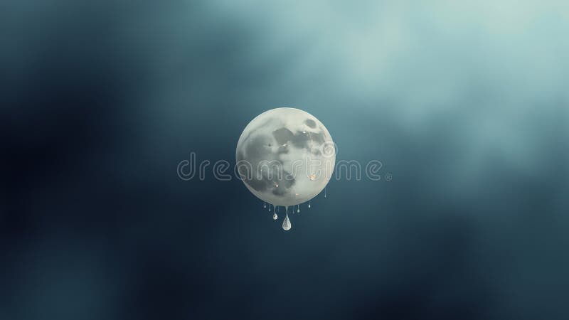 A Melting Moon with Dripping Water Stock Illustration - Illustration of ...