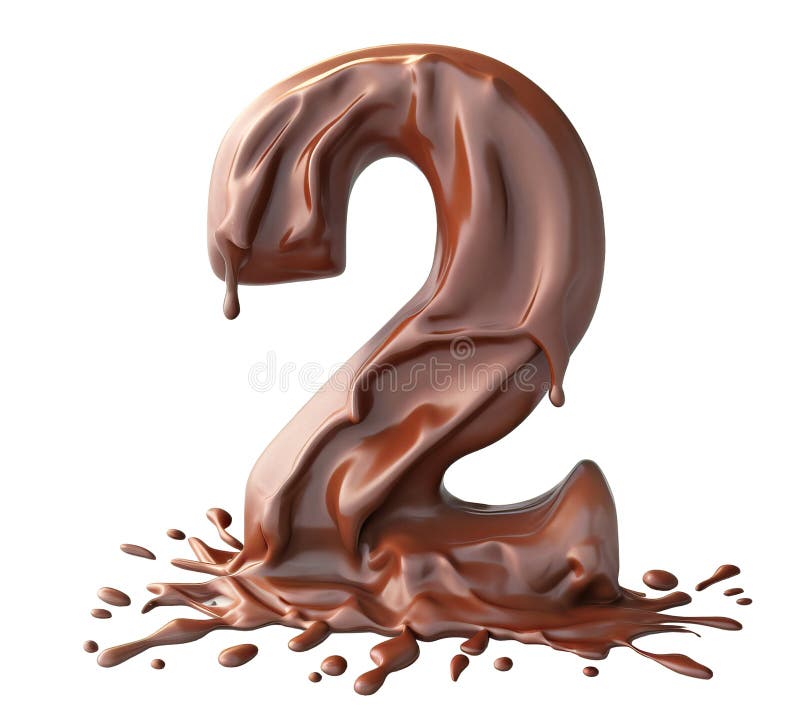 Melting Number 2 Made of Chocolate Isolated on White. Generative AI ...