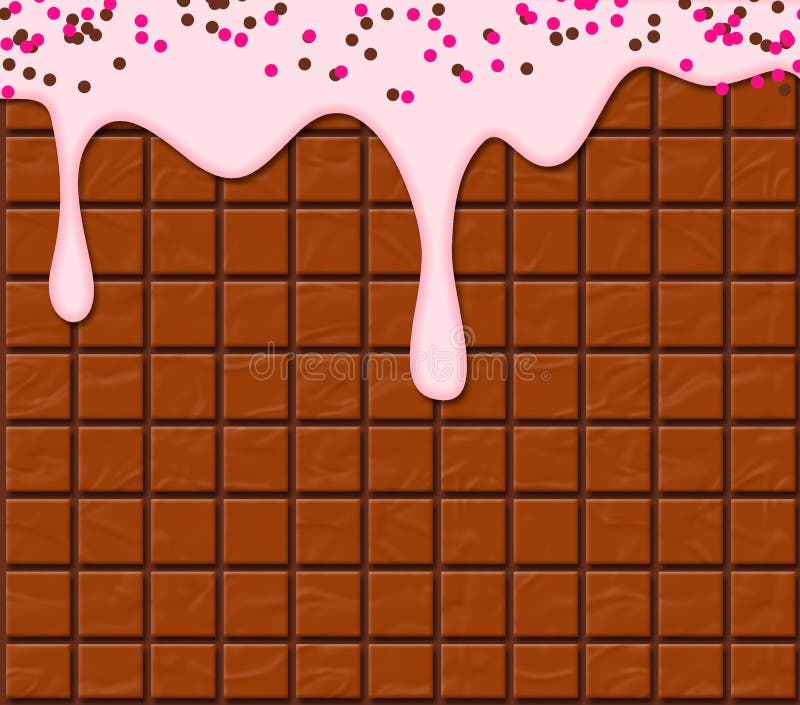 Melting Pink Creme on Chocolate Bar Texture. Stock Image - Image of ...