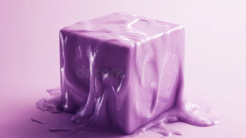 Melting Purple Cube Abstract 3D Rendering Stock Illustration ...