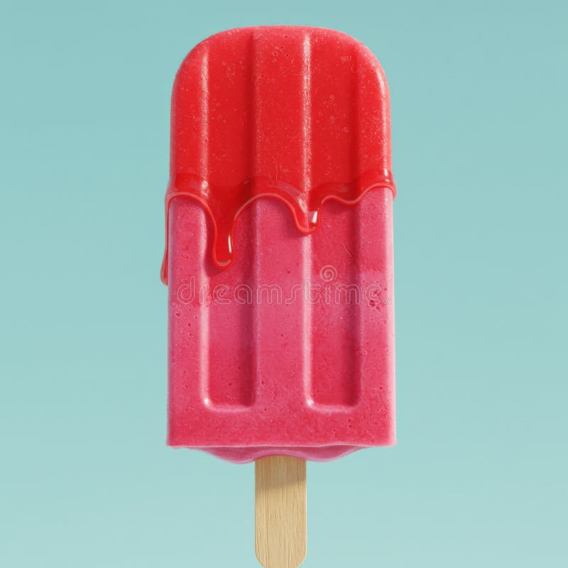 Melting Red Popsicle on Teal Background Stock Illustration ...