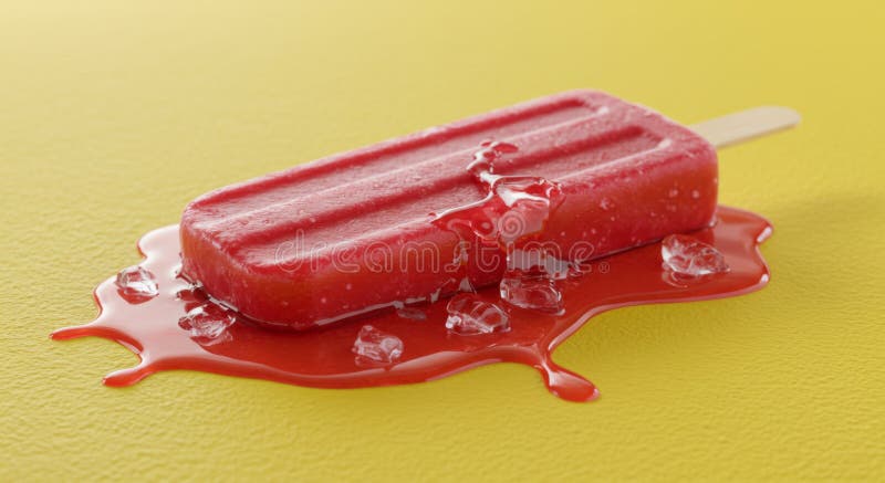 Melting Red Popsicle on Yellow Background Stock Illustration ...