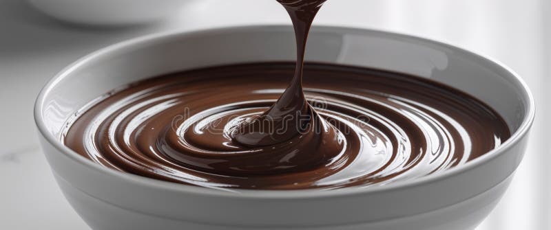 Melting Rich Chocolate Being Stirred in a Bowl Creating Smooth Texture ...