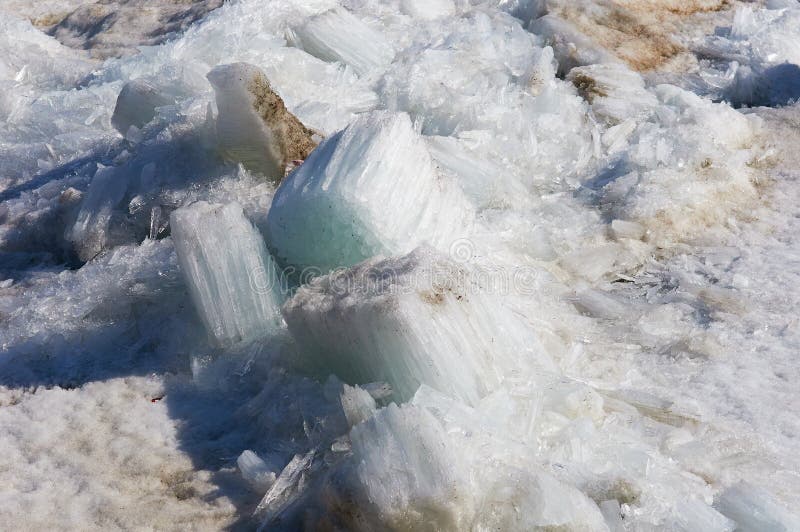 Melting River Ice. Columnar and Needle-like Structure of Crystals ...