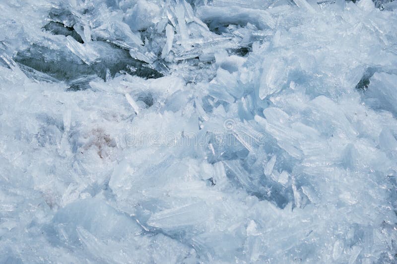 Melting River Ice. Columnar and Needle-like Structure of Crystals Stock ...