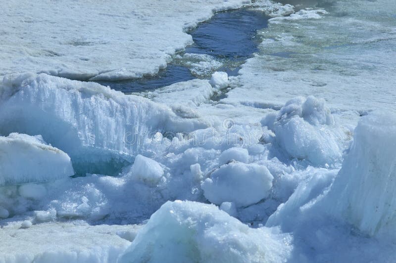 Melting River Ice. Columnar and Needle-like Structure of Crystals ...