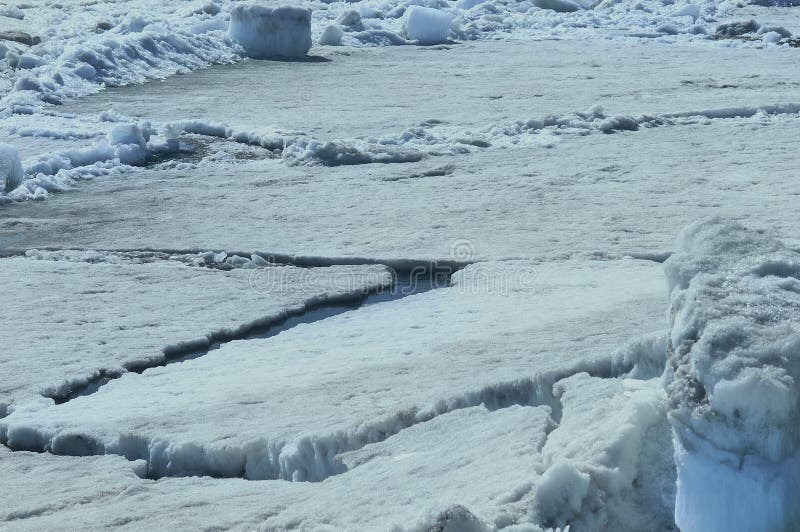 Melting River Ice. Columnar and Needle-like Structure of Crystals ...