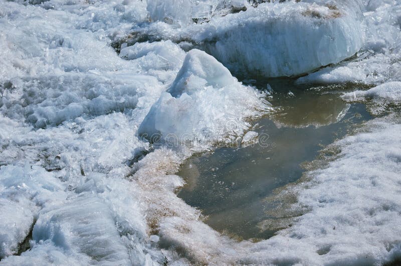 Melting River Ice. Columnar and Needle-like Structure of Crystals ...