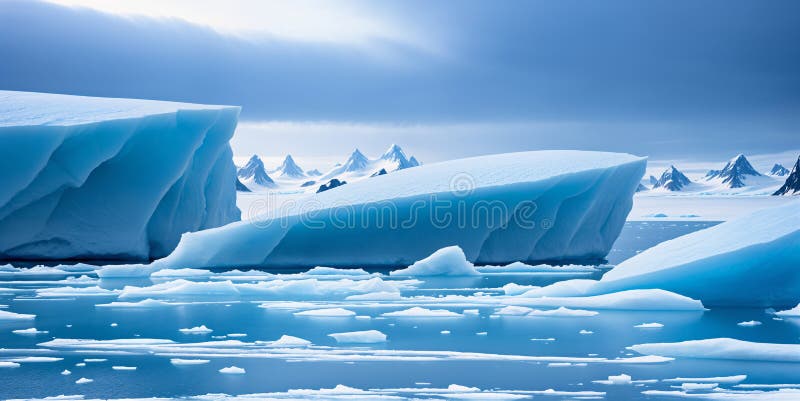 Melting Sea Ice in the Cold Polar Regions Stock Illustration ...
