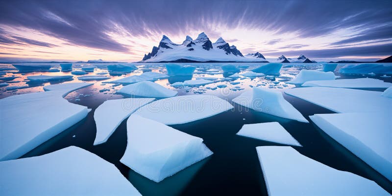 Melting Sea Ice in the Cold Polar Regions Stock Illustration ...