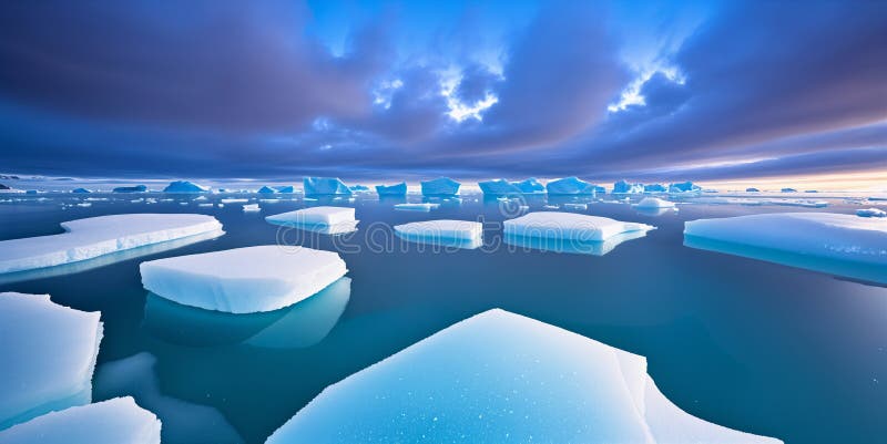 Melting Sea Ice in the Cold Polar Regions Stock Illustration ...