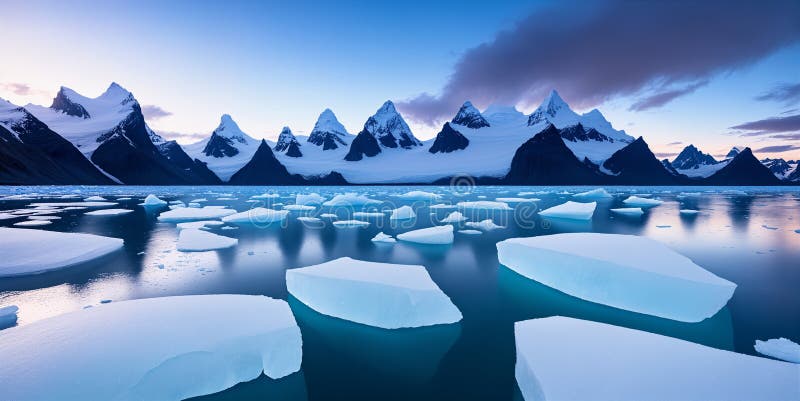 Melting Sea Ice in the Cold Polar Regions Stock Illustration ...