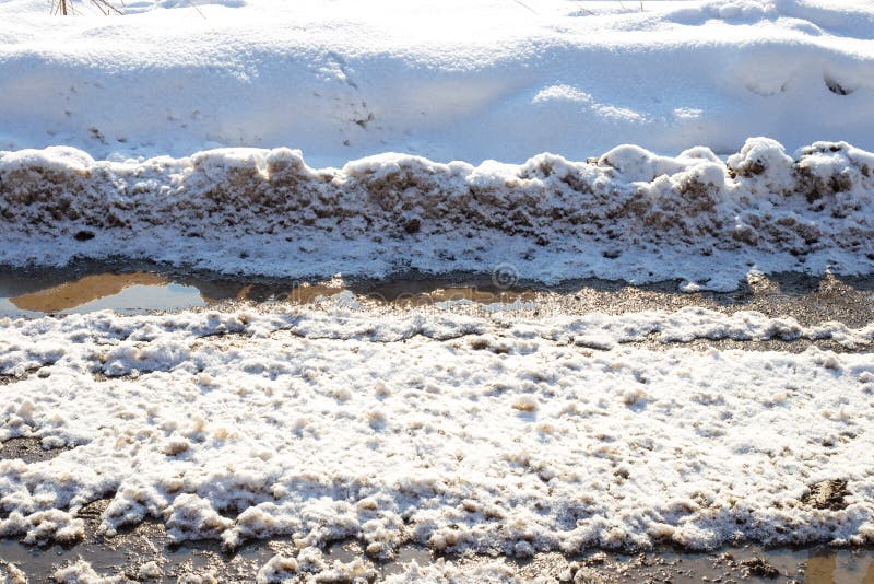 Melting Snow on a Country Road in Spring. Dirt and Off-road Stock Image ...