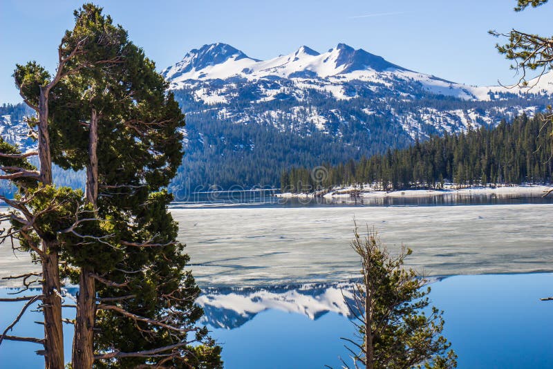 Melting Snow on Mountain Lake in Spring Stock Image - Image of still ...