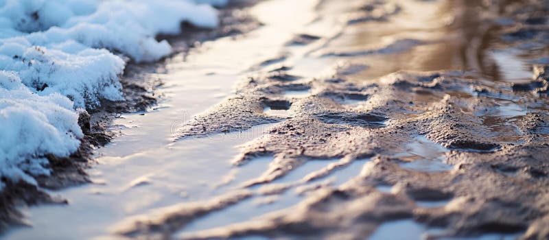 Melting Snow on Muddy Ground Closeup Winter Texture High Quality Image ...