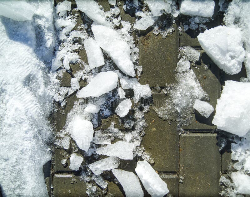 Melting snow on the path stock image. Image of snow - 264129433