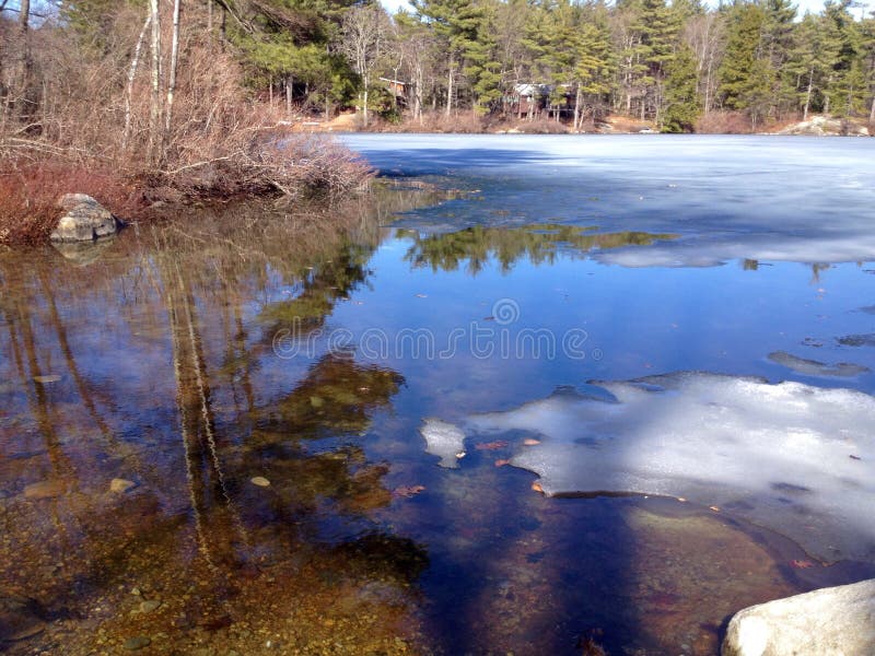 Melting snow reflections stock image. Image of snow, melting - 52679517