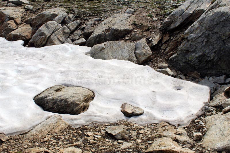 Melting snow between rocks stock photo. Image of white - 95986760