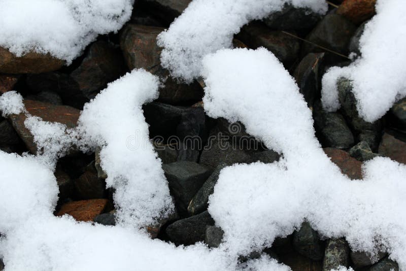 Melting Snow on Rocks stock image. Image of melting, layer - 64935019