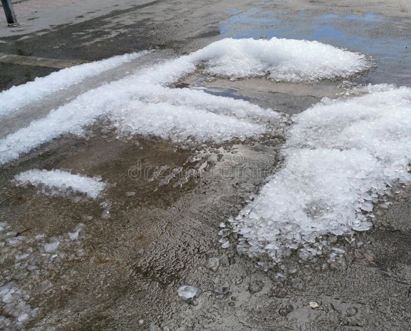 Melting Snow on the street stock photo. Image of outdoor - 200692264