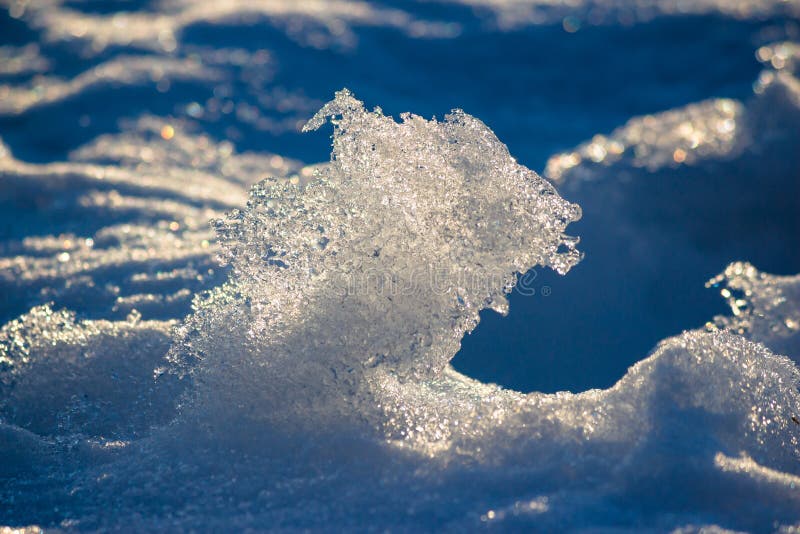 Melting Snow Under the March Sun, Beautiful Texture of Shiny Melting ...