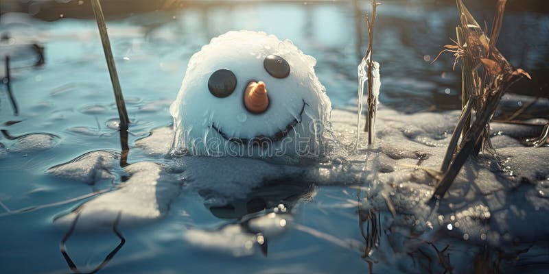 Melting snowman stock illustration. Illustration of spring - 306796381