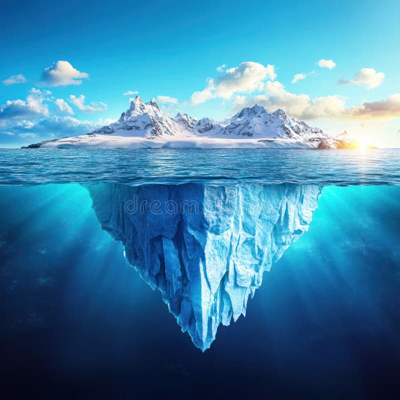 Melting Threat: Underwater View of an Iceberg Symbolizing Global ...