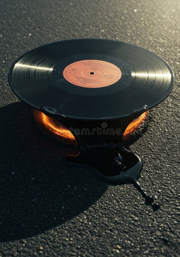 Melting Vinyl Record on Asphalt Stock Illustration - Illustration of ...
