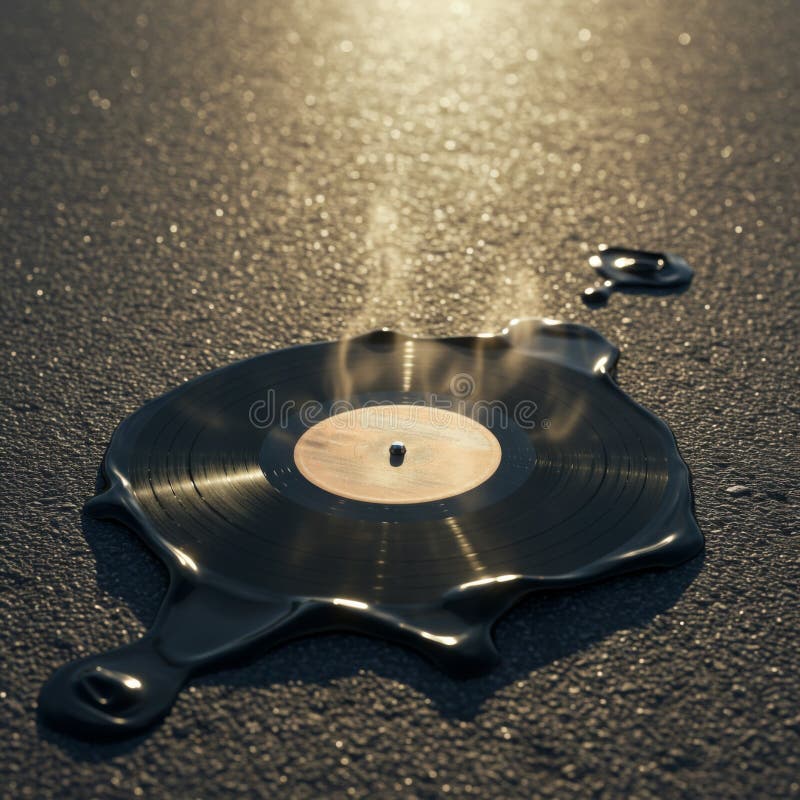 Melting Vinyl Record on Dark Surface Stock Illustration - Illustration ...
