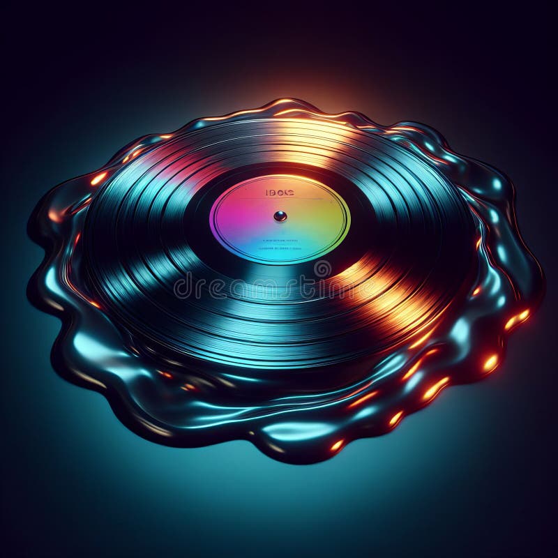 Melting Vinyl Record stock photo. Image of radiant, surreal - 313686244