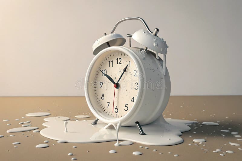 Melting White Alarm Clock 3D Render - Generated by Ai Stock ...