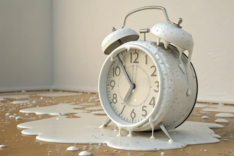 Melting White Alarm Clock 3D Render - Generated by Ai Stock ...