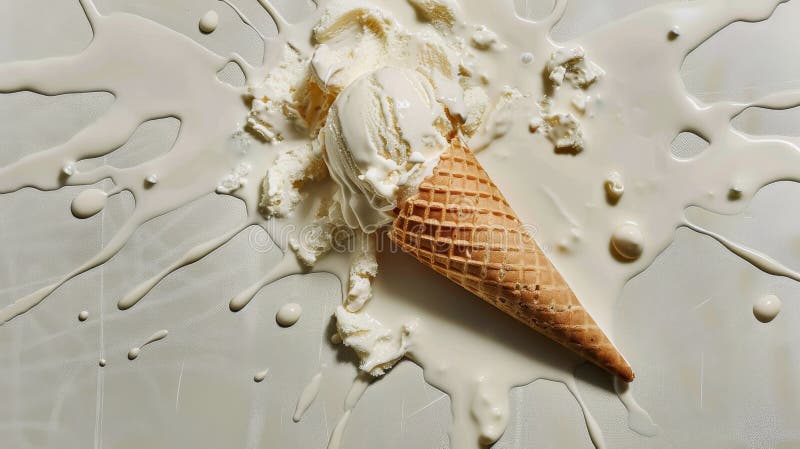 Melting Yellow Syrup on Ice Cream Cone Stock Photo - Image of delicious ...