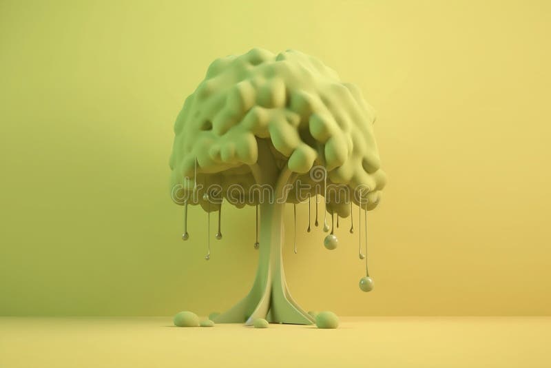 Melting and Yellowing Tree. Generative AI Stock Illustration ...