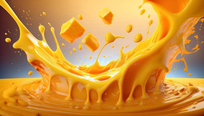 A Vibrant Splash of Molten Cheese Creates a Striking Visual of Melted ...