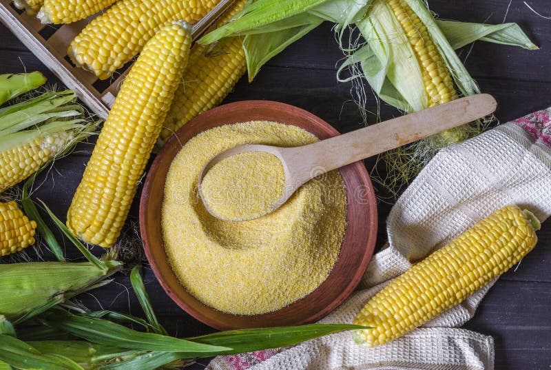 Melyes corn grits stock image. Image of grit, crop, spoon - 183459325