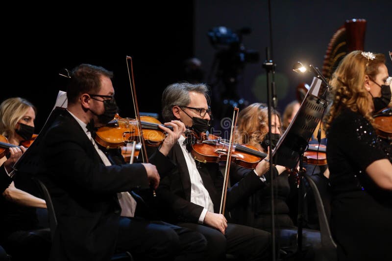 Members of a Classical Music Orchestra Perform during an Event ...
