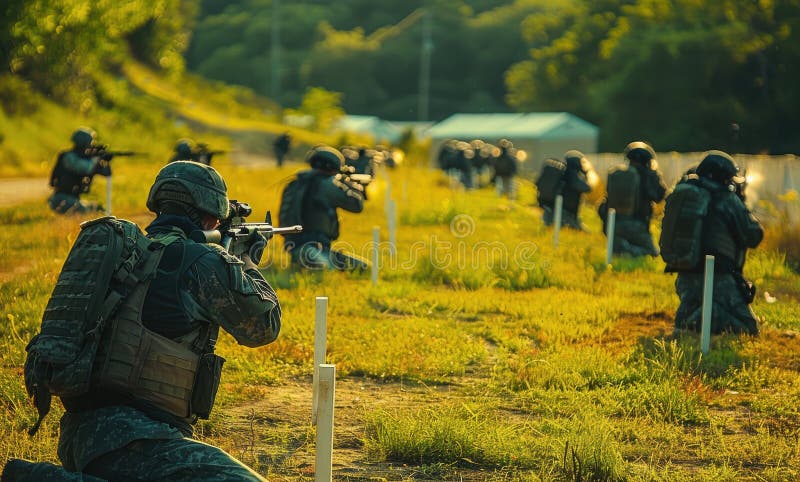 Members of a Military Unit Practice Shooting at Target Boards during a ...
