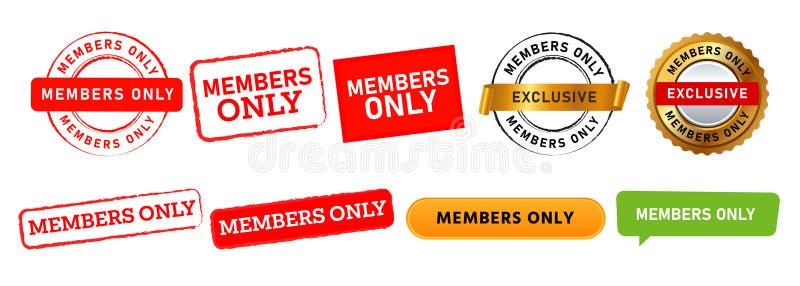 Members only Stamp Seal Badge and Speech Bubble Label Sign Access ...